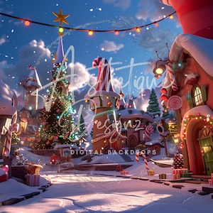 Christmas Elf Village Digital Backdrop Winter Wonderland Digital ...