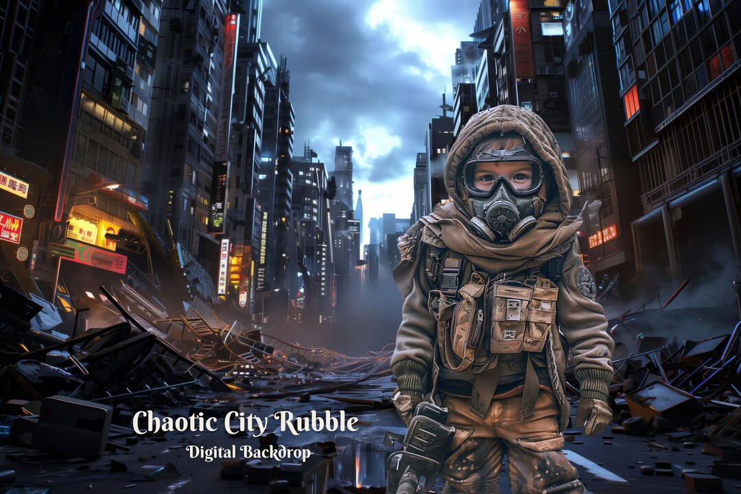 Chaotic City Rubble Digital Backdrop for Post Apocalyptic Streets ...
