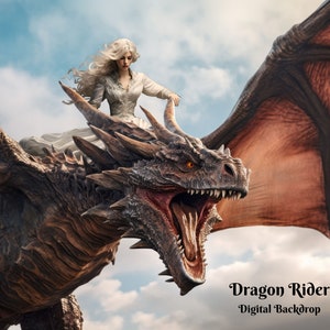 Flying Dragon Rider Digital Backdrop Flying Beast Background Fantasy ...