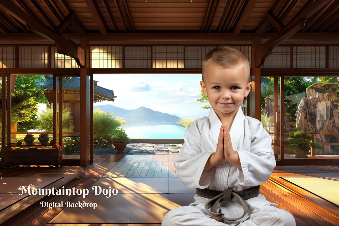 Mountaintop Dojo Digital Backdrop Traditional Gym Digital Background ...