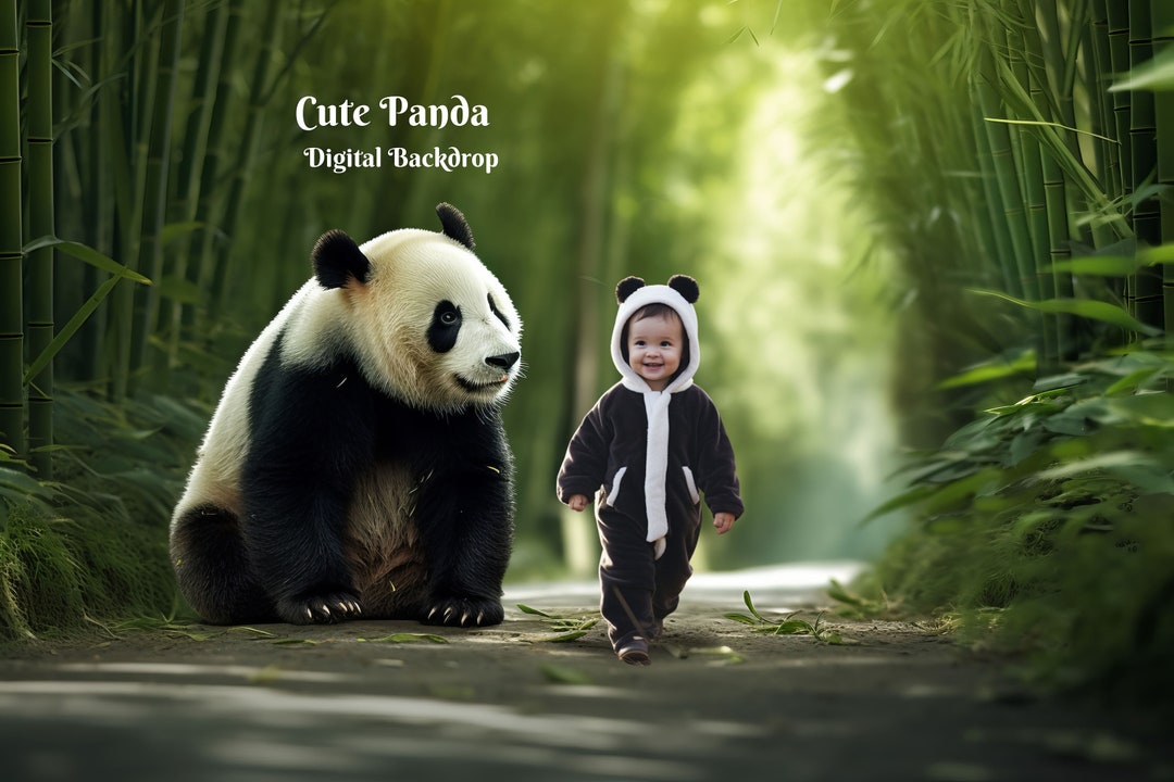 Cute Panda Digital Backdrop Bamboo Forest Photography Background for ...