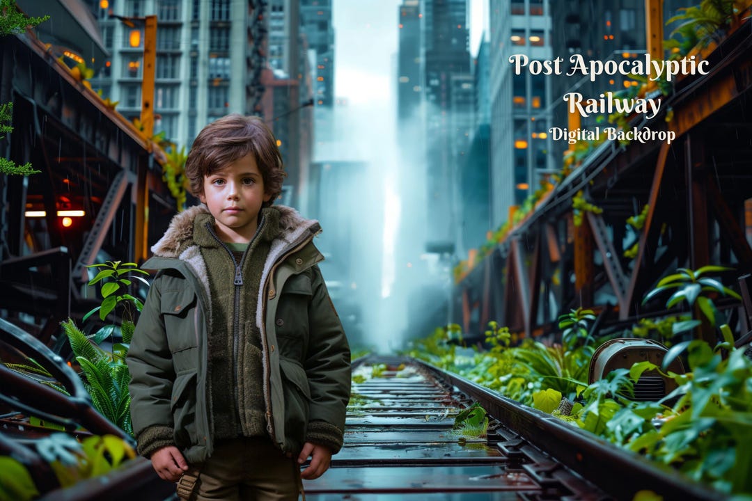 Post Apocalyptic Railway Digital Backdrop for Post Apocalyptic Era ...