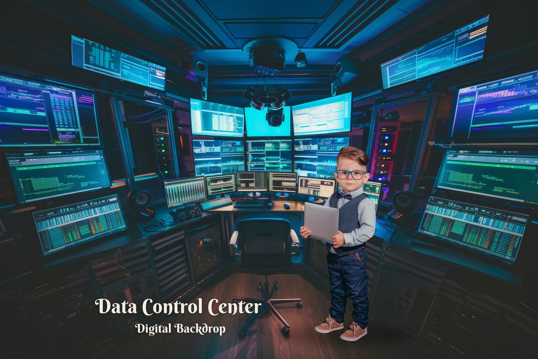 Data Control Center Digital Backdrop for IT Hacker Group Composite ...