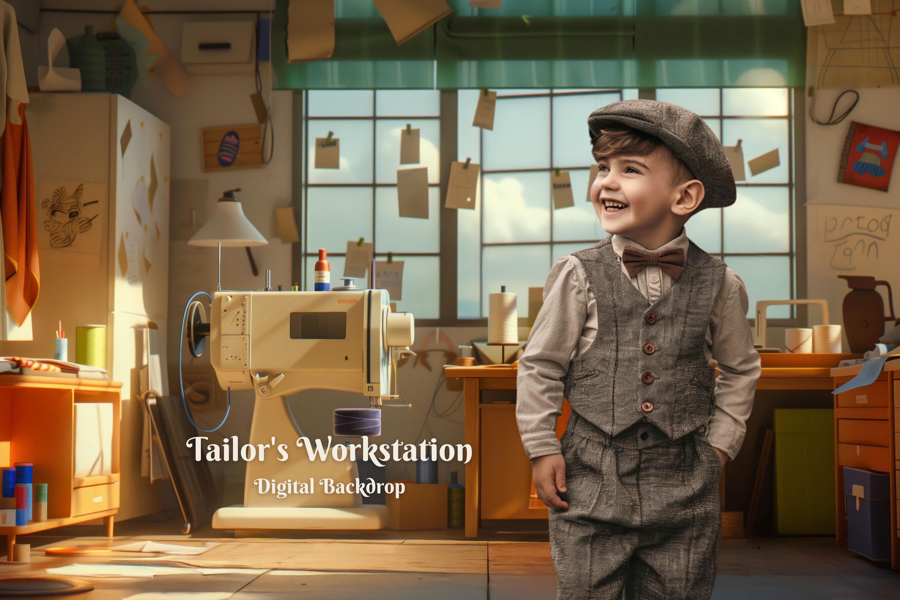 Tailor's Workstation Digital Backdrop Seamster and Seamstress Workshop ...