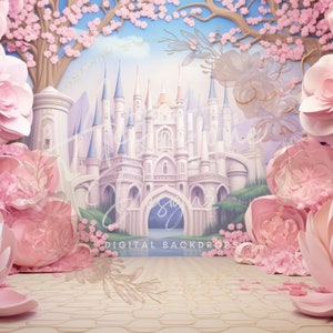 Pink Princess Castle Digital Backdrop Fairy Tale Princess Photography ...