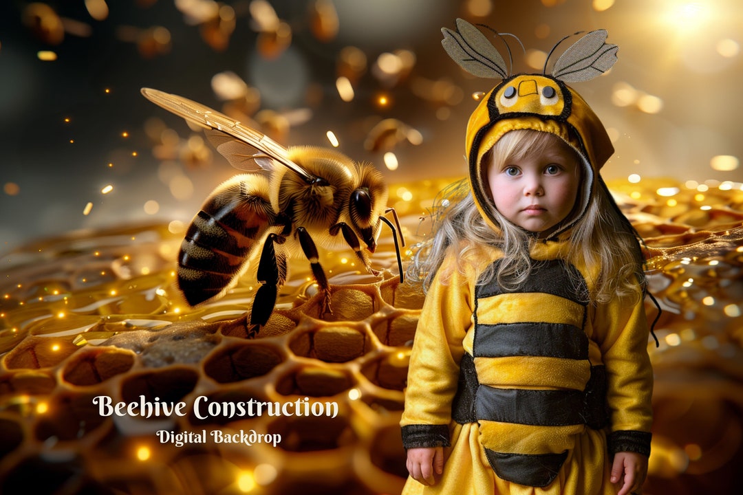 Beehive Construction Digital Backdrop Bee's Home Digital Background for ...