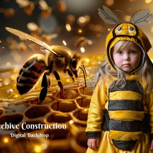 Beehive Construction Digital Backdrop Bee's Home Digital Background for Nature and Animal Lover ...