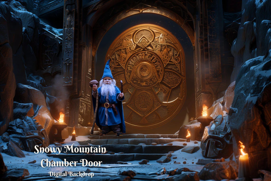 Snowy Mountain Chamber Door Digital Backdrop for Magical Forest ...