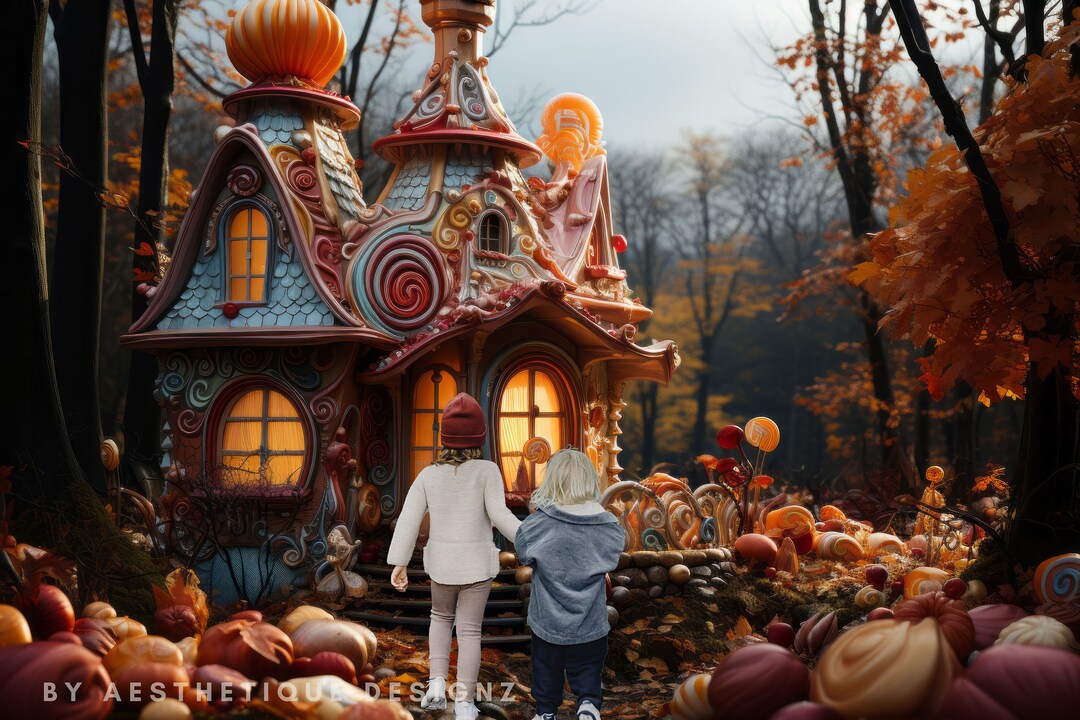Candy Cabin Digital Backdrop Fantasy Photo Background Fairy Tale Forest ...