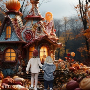 Candy Cabin Digital Backdrop Fantasy Photo Background Fairy Tale Forest ...