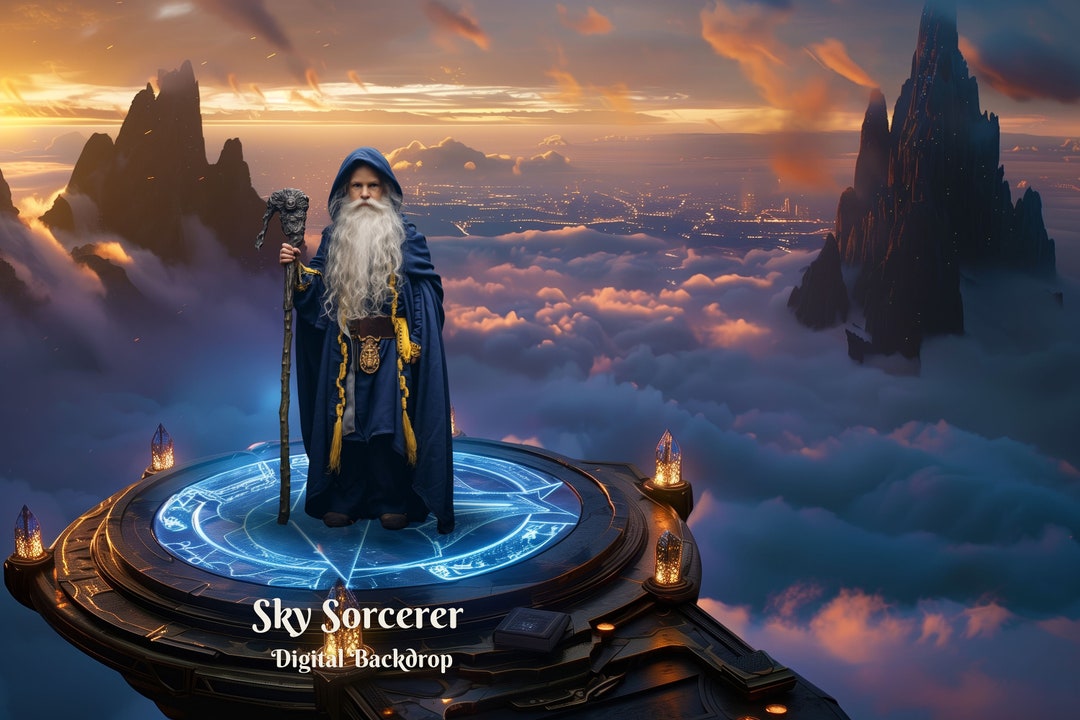 Sky Sorcerer Digital Backdrop Wizard's Rune Altar Background Fantasy ...