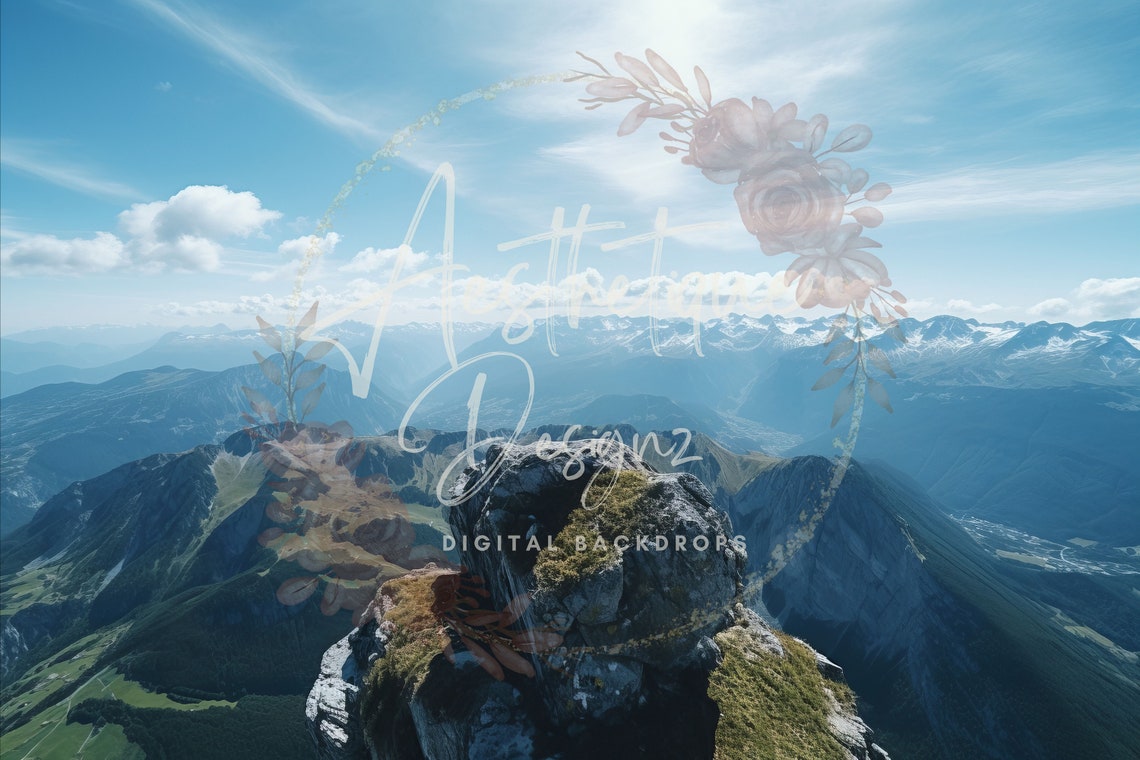 Top of the Mountain Digital Backdrop for Reaching Success Composite ...