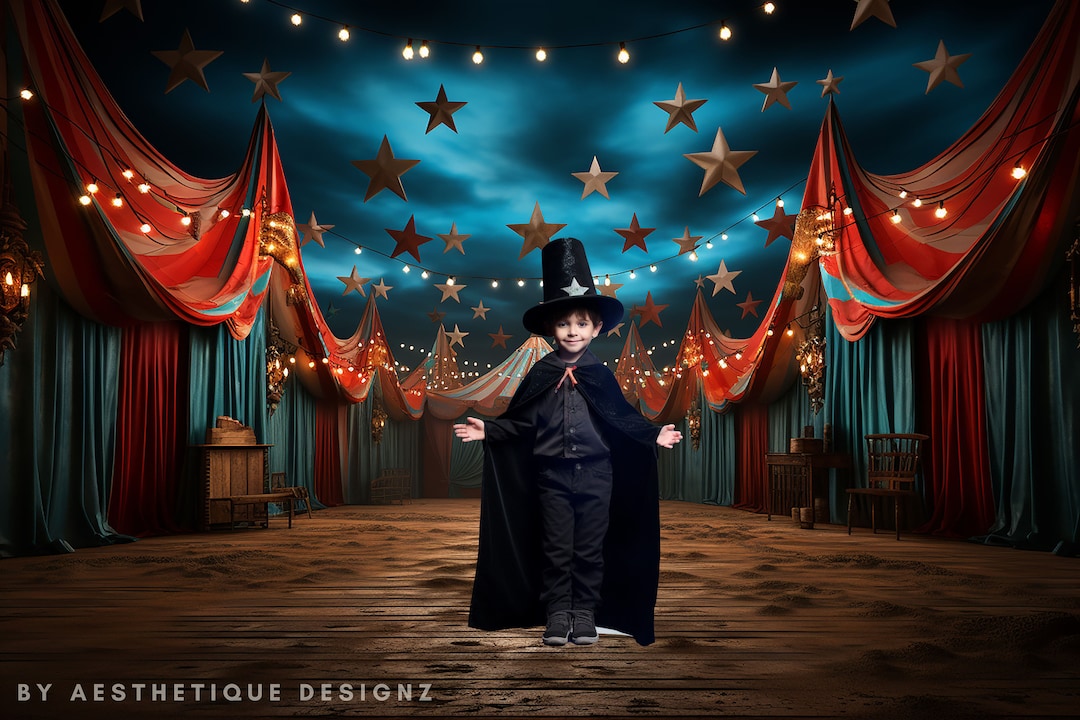 Circus Digital Backdrop Circus Tent Background Magician Digital ...