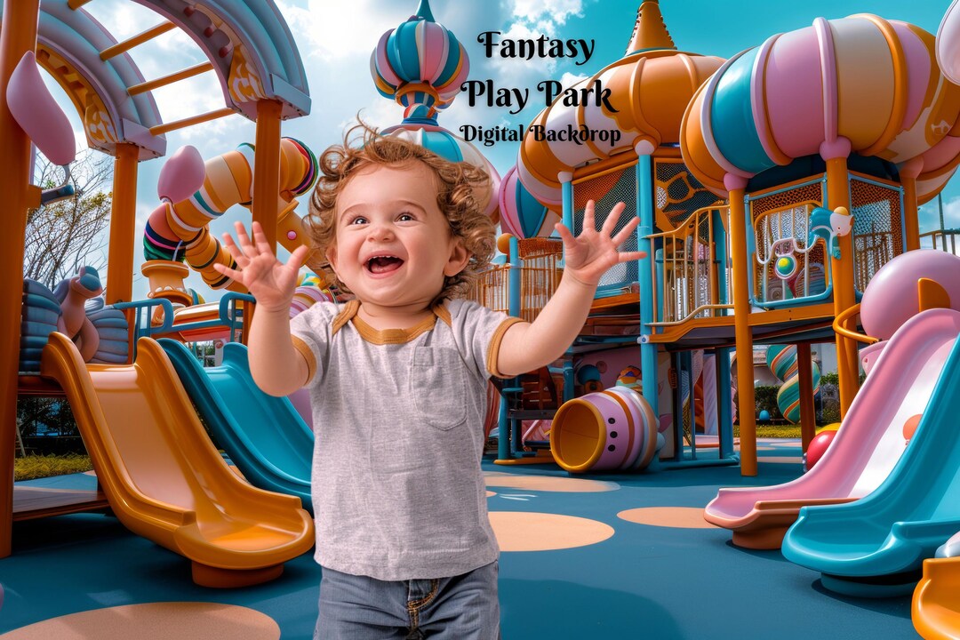 Fantasy Play Park Digital Backdrop Outdoor Amusement Park Photo ...