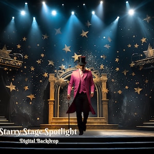 Starry Stage Spotlight Digital Backdrop Magician's Platform Photography ...