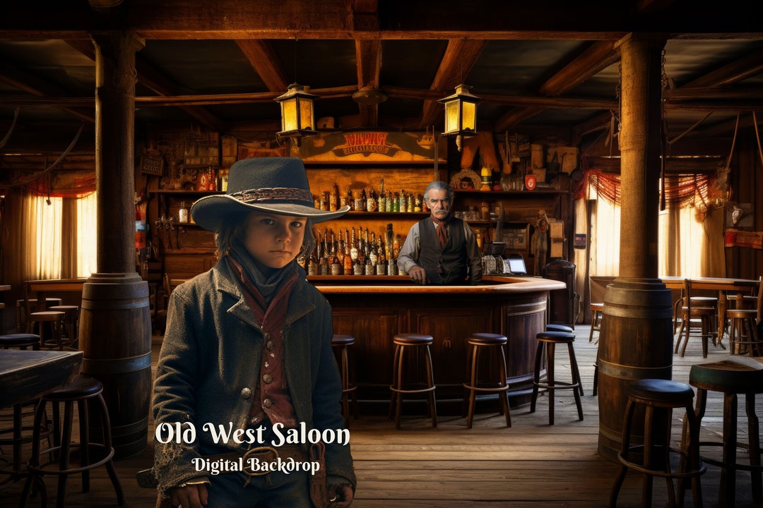 Old West Saloon Digital Backdrop Cowboy's Bar Digital Background Old West Saloon Background for ...