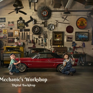 Mechanic's Workshop Digital Backdrop Car Technician Photography ...
