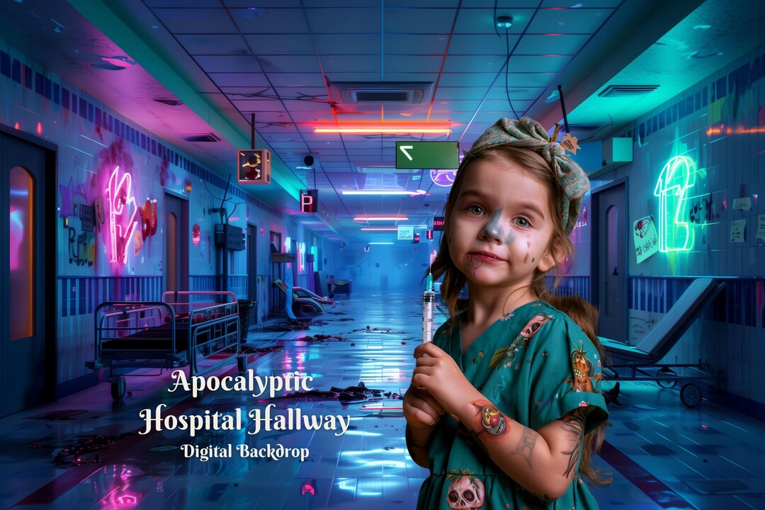 Apocalyptic Hospital Hallway Digital Backdrop for Zombie Apocalypse ...