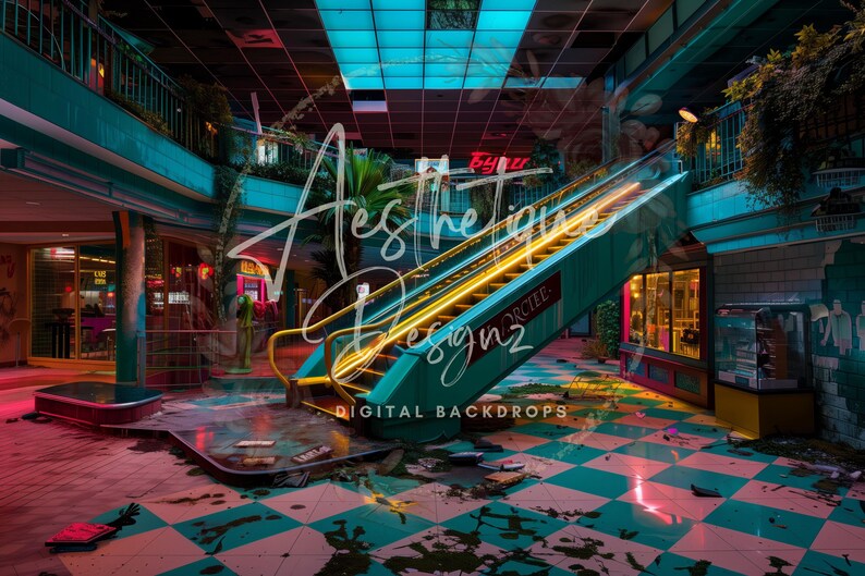 Abandoned Futuristic Mall Digital Backdrop for Zombie Apocalypse ...
