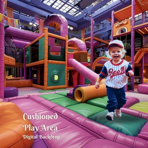 Cushioned Play Area Digital Backdrop Mall Amusement Park Photo ...