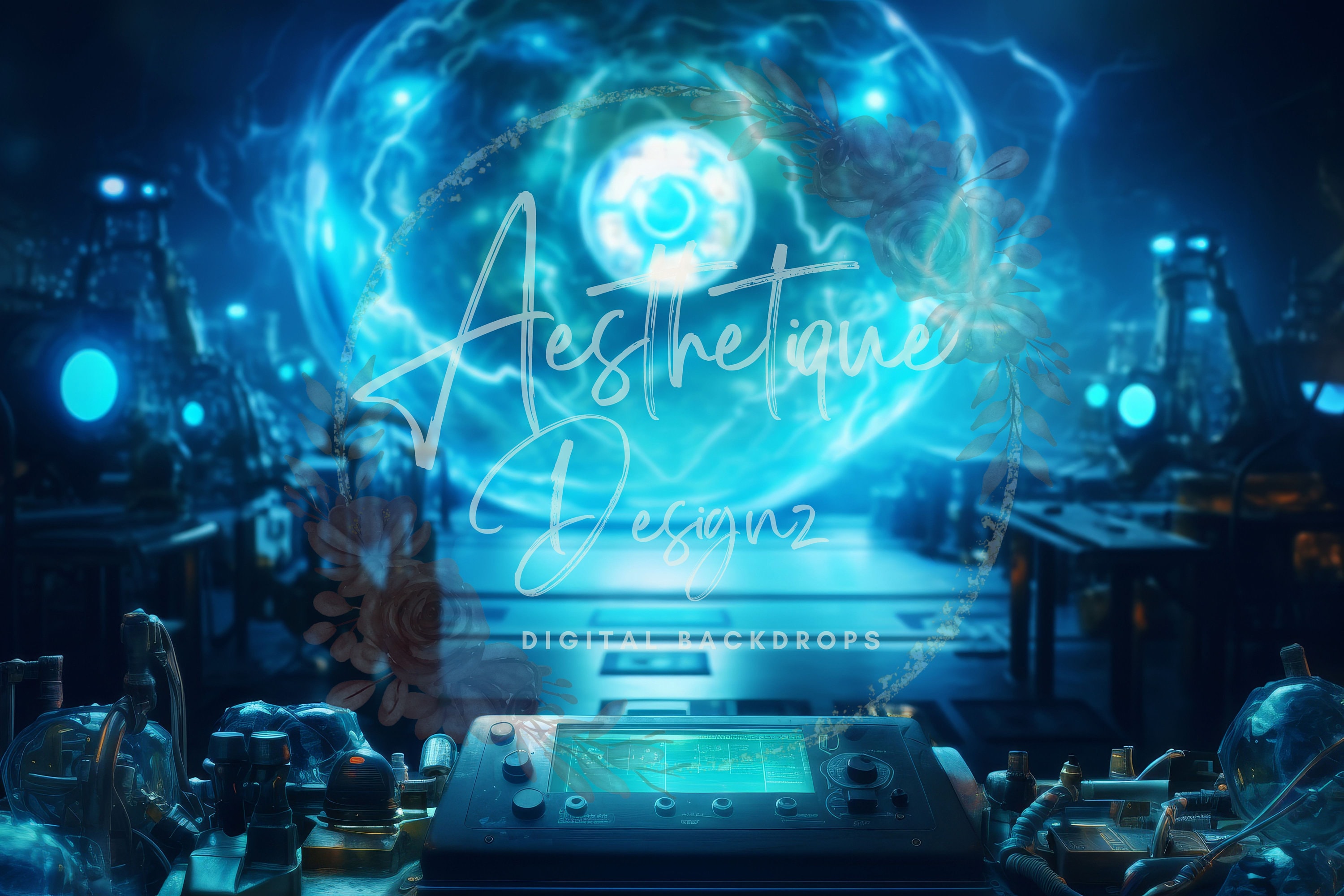 Fusion Reactor on Futuristic Lab Digital Backdrop Mad Scientist's Lab ...