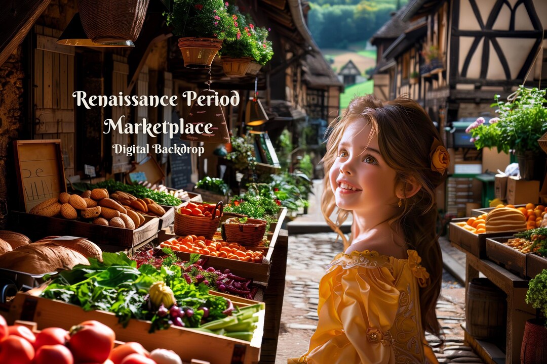 Renaissance Period Marketplace Digital Backdrop Princess Buying in ...