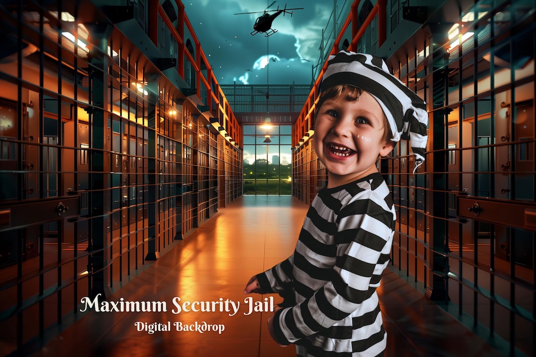 Maximum Security Jail Digital Backdrop Prisoners in Jail Background ...