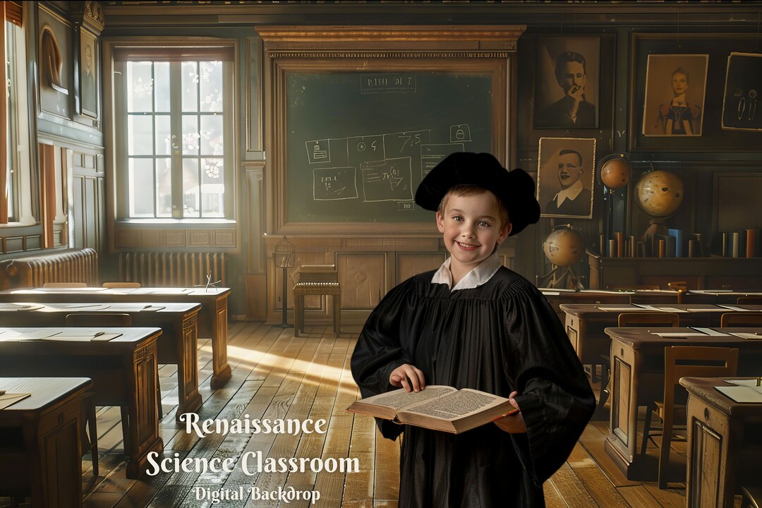 Renaissance Science Classroom Digital Backdrop Vintage Room Composite ...