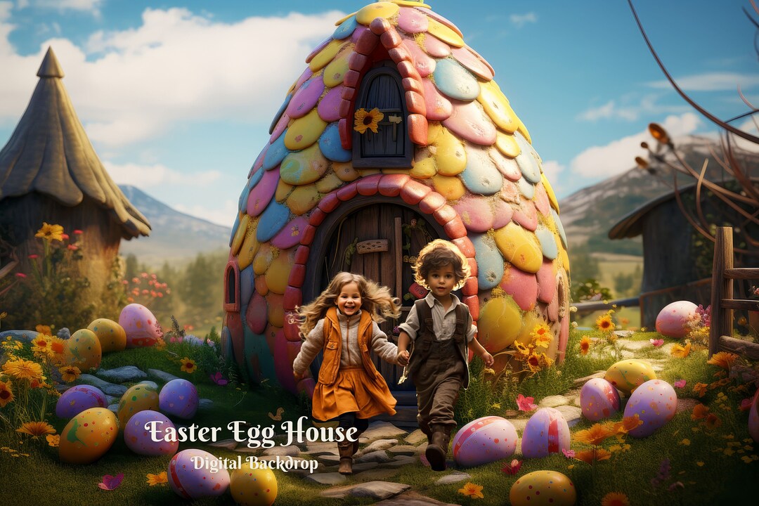 Little Easter Egg House Digital Backdrop for Easter Egg Hunt Composite ...