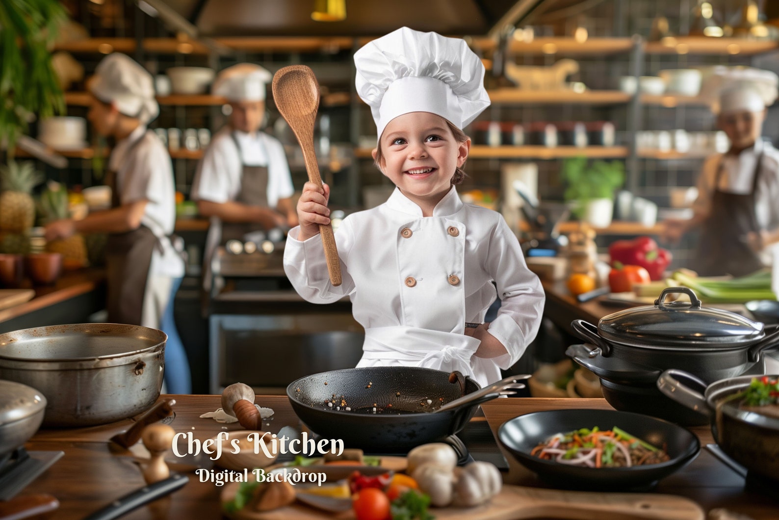 Chef's Kitchen Digital Backdrop Home Kitchen Digital Background Little ...