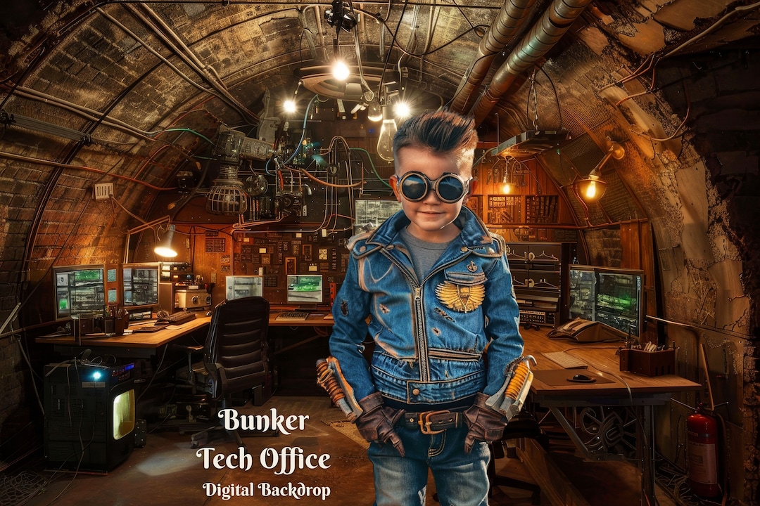 Bunker Tech Office Digital Backdrop for Post Apocalyptic Era Technology Composite Images for ...