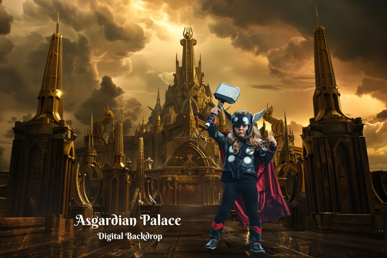 Asgardian Palace Digital Backdrop the Royal Palace of Valaskjalf ...
