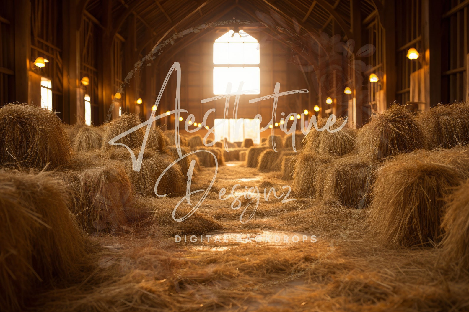 Inside the Barn Digital Backdrop Hay Barn Background Stable Digital ...