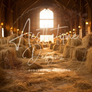 Inside the Barn Digital Backdrop Hay Barn Background Stable Digital ...