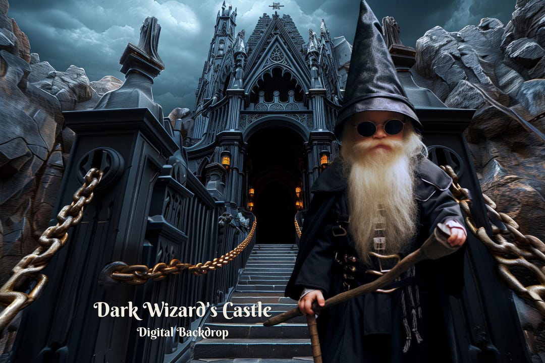 Dark Wizard's Castle Digital Backdrop Mage Fortress Background Magical ...