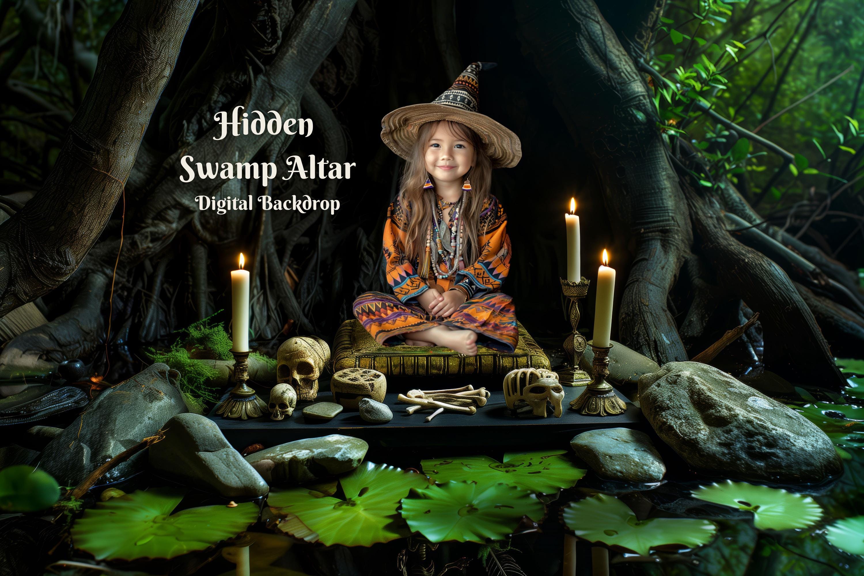 Hidden Swamp Altar Digital Backdrop Scary Swamp Digital Background for ...