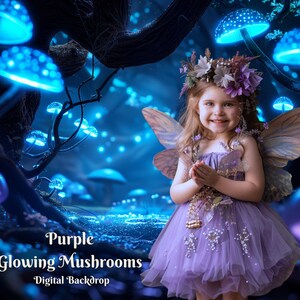 Purple Glowing Mushrooms Digital Backdrop Fantasy Photo Background ...