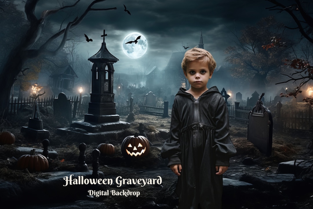 Halloween Graveyard Digital Backdrop Halloween Photo Background ...
