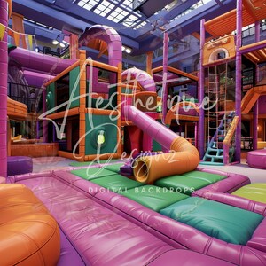 Cushioned Play Area Digital Backdrop Mall Amusement Park Photo ...