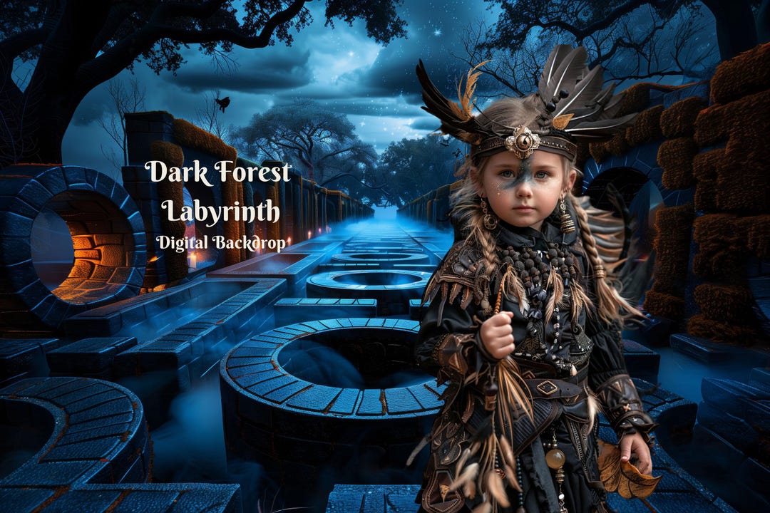 Dark Forest Labyrinth Digital Backdrop for Nature Composite Images Confusing Labyrinth Digital ...