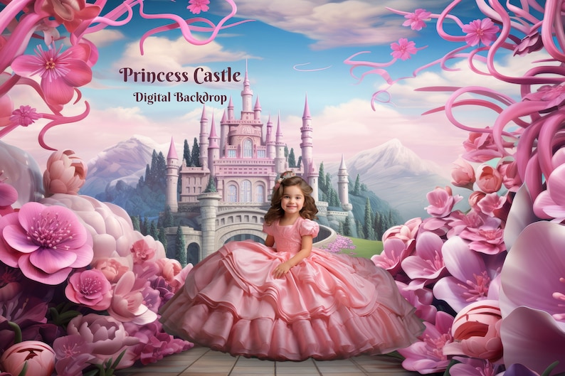 Pink Princess Castle Digital Backdrop Fairy Tale Princess - Etsy