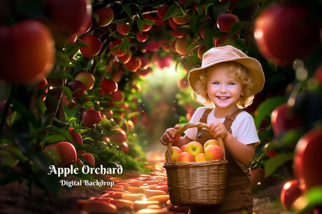Apple Orchard Digital Backdrop Farm Apple Cart Digital Background for ...