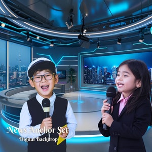 News Anchor Set Digital Backdrop Newscaster Background for Creative ...