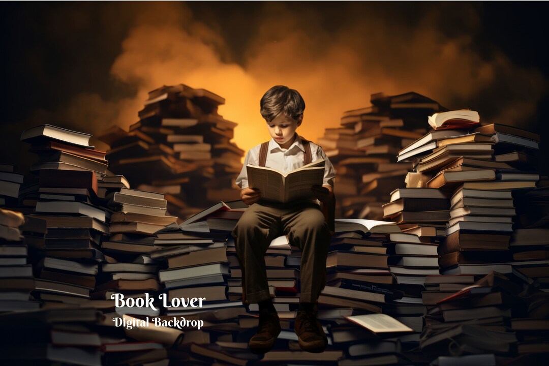 Book Lover's Pile of Books Digital Backdrop Library Books Photography ...