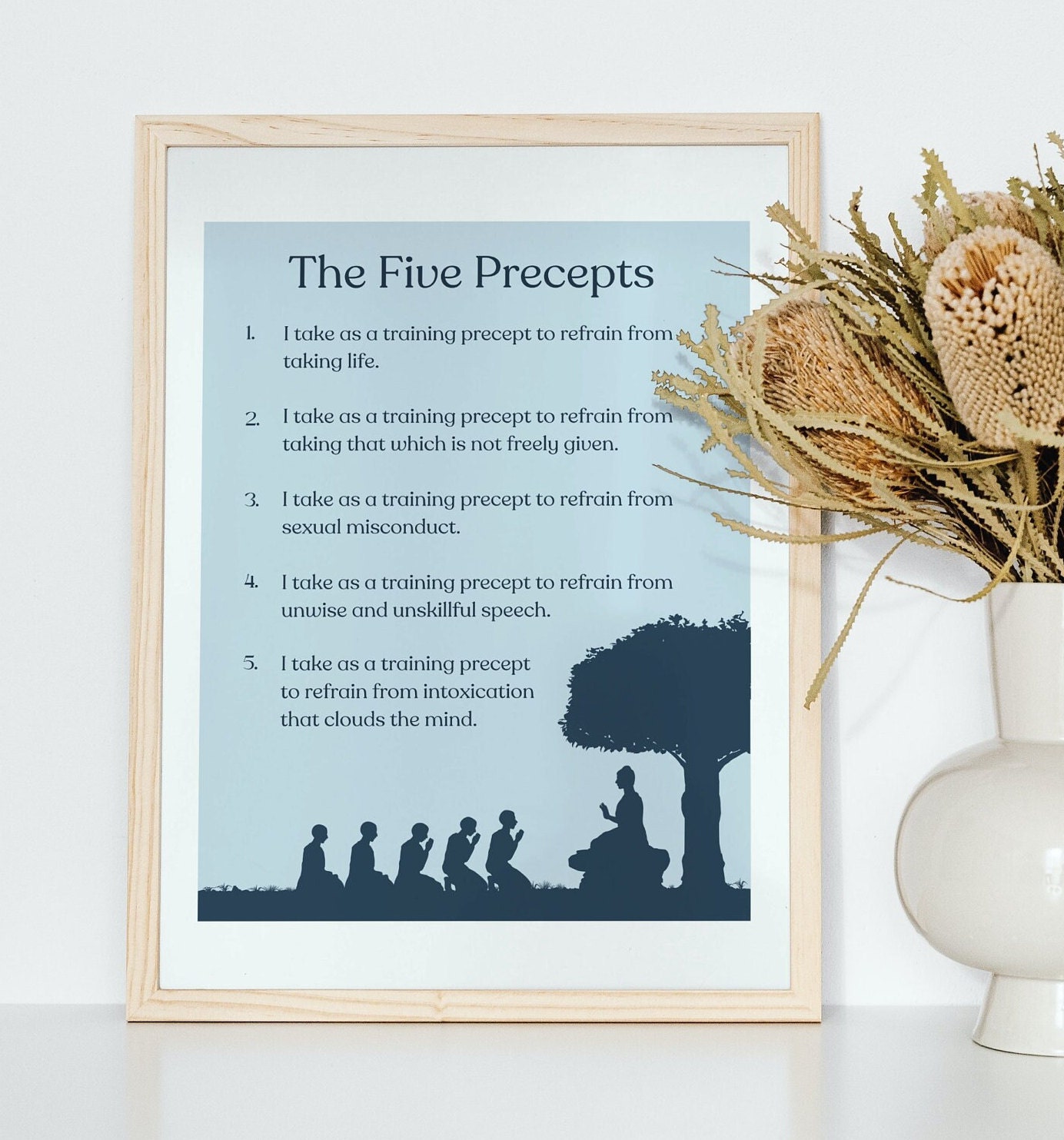 The Five Precepts Print- a Digital Downloadable Print - Light Blue - Etsy