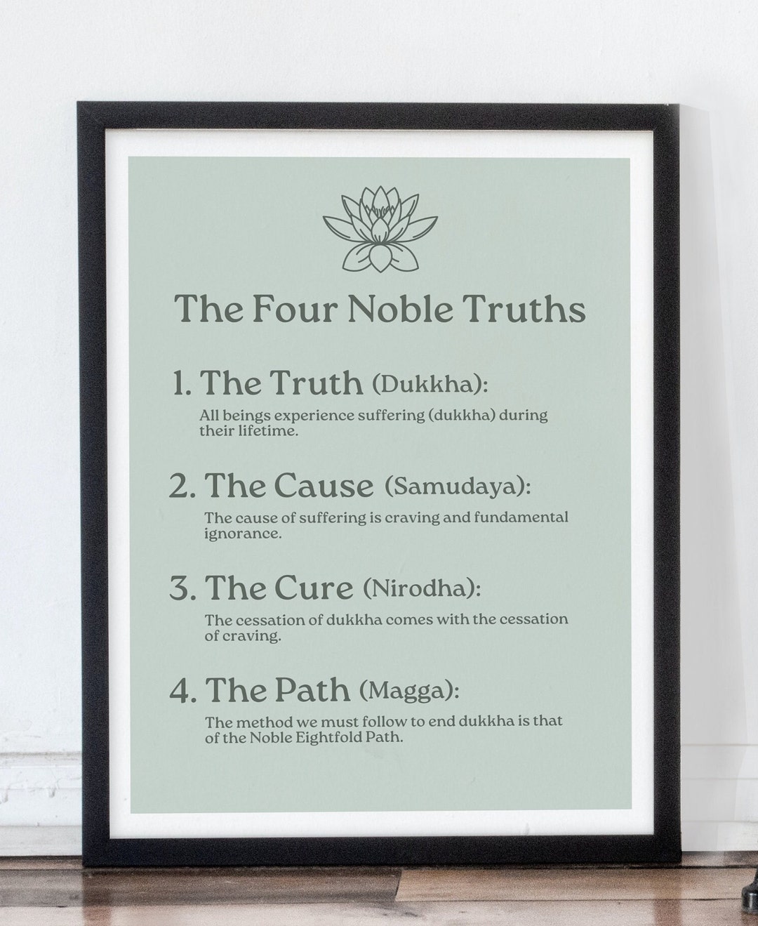 The Four Noble Truths Buddhist Poster Light Green - Etsy