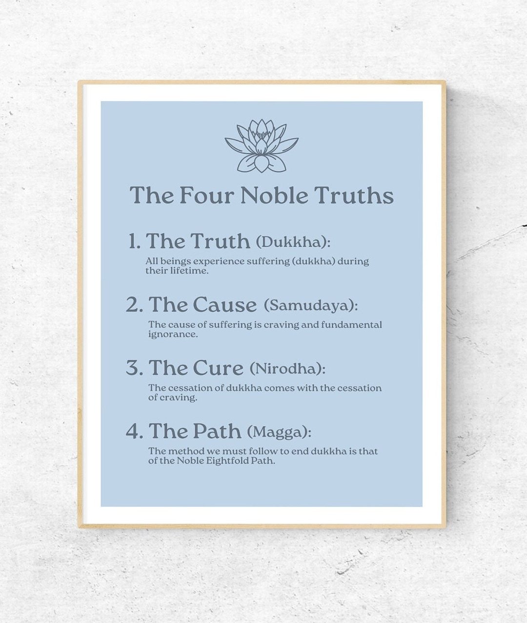 The Four Noble Truths Print - a Digital Downloadable Poster - Light Blue - Etsy