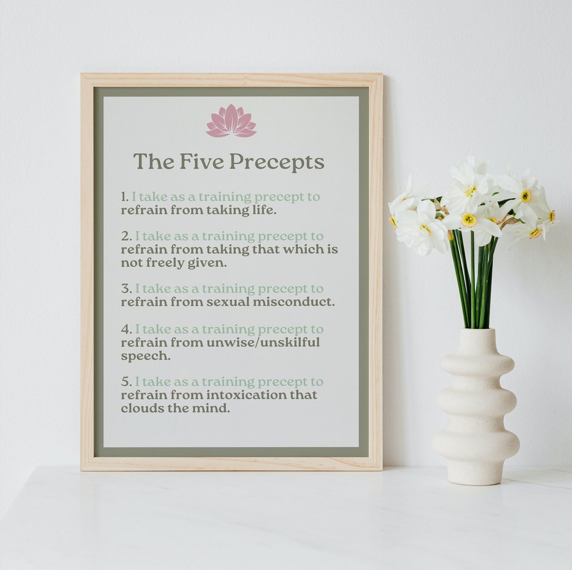 The Five Precepts Print: a Digital Downloadable Poster - Etsy