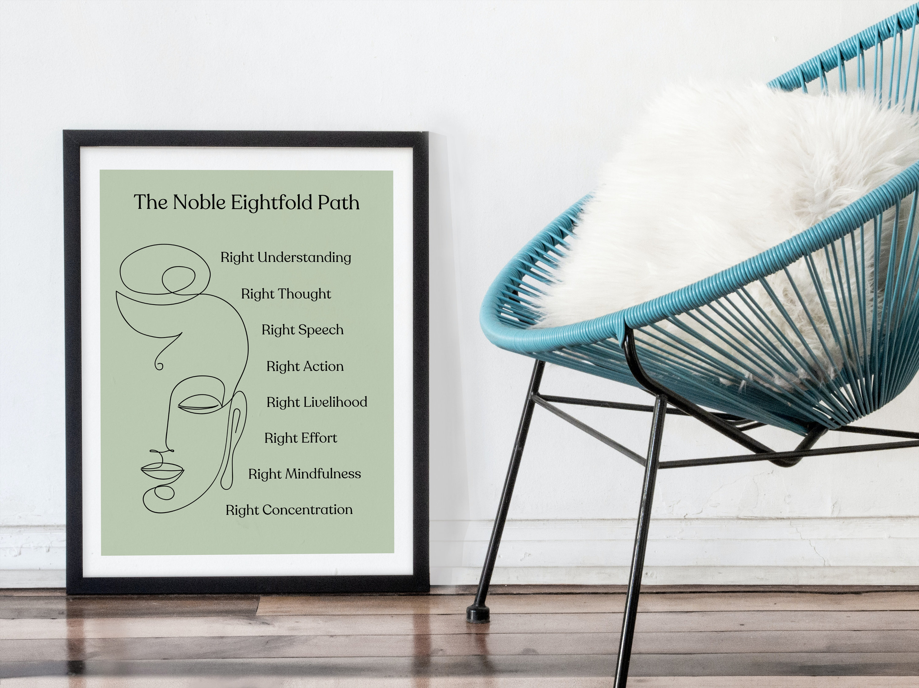 The Eightfold Path Poster - a Digital Downloadable Poster - Light Green ...