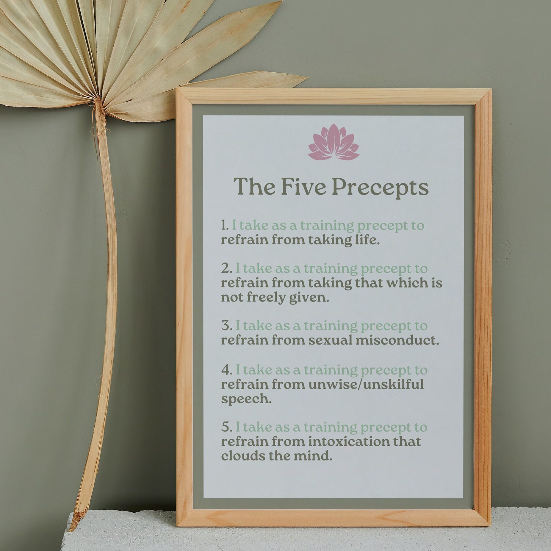 The Five Precepts Print: a Digital Downloadable Poster - Etsy